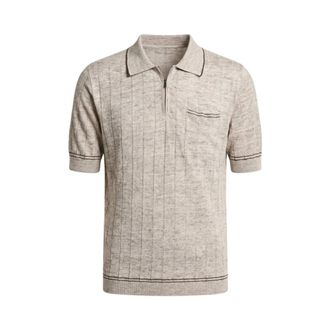 PESERICO Homme, Tops, Brun, Taille: M Polo en lin et coton moulin&eacute;