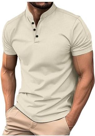 Generic Polo &agrave; manches courtes pour homme - &Eacute;t&eacute; d&eacute;contract&eacute; - Couleur unie - Chemises de vacances, kaki, XXL