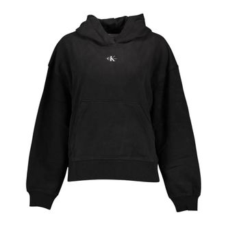 Calvin Klein Hoodie aus geb&uuml;rsteter- schwarzer Baumwolle - - Sweatshirts & Hoodies - Damen - Schwarzk - XL