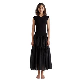 Meimeij Femme, Robes, Noir, Taille: 44 FR abiti Cotone
