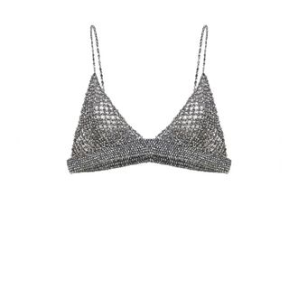 Golden Goose Femme, Tops, Gris, Taille: 40 FR Crochet Top With Crystals