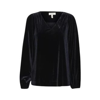 Part Two Velourtop Langarmbluse Topper - - Blouses & Shirts - Damen - Blau - M
