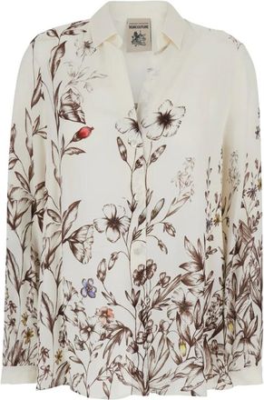 Semicouture Femme, Blouses et Chemises, Blanc, Taille: 38 FR Chemisier Floral &agrave; Col V
