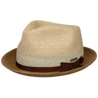 Stetson Contrast Brim Player Toyo Strohhut Zweifarbiger Hut Moderne Diamond-Krone UV-Schutz 40+ Damen Herren Fr&uuml;hjahr Sommer Natur XXL (62-63 cm)