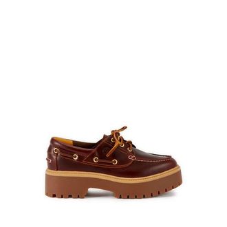 Timberland Chaussures bateau compens&eacute;es en cuir su&eacute;d&eacute;