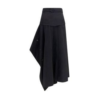 Burberry Womens Black Cotton Long Skirt