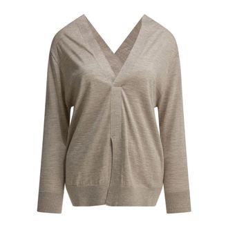 SA SU PHI Pull col V en cachemire - Femme - Pulls - Beige - Taille: 36 FR