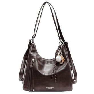 Generic Sac &agrave; bandouli&egrave;re en cuir PU avec pendentif Sac &agrave; main vintage Sac &agrave; dos exquis (caf&eacute;)