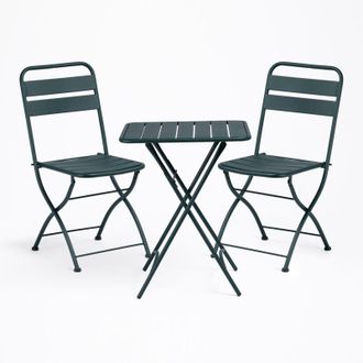 Sklum Sklum - Set aus Klapptisch (60 x 60 cm) & 2 Klappst&uuml;hle Janti gr&uuml;n jungle