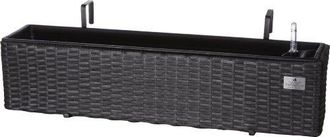 Gartenfreude Polyrattan Balkonkasten Blumenkasten inkl. Aufhängung, 80 x 19 x 18 cm, mit Bewässerungssystem, anthrazit