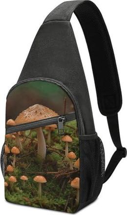 Generic Léger Sacoche Bandouliere Champignons sauvages Sacs à Bandoulière Polyester,Casual Crossbody Bag pour Voyage Cyclisme Homme