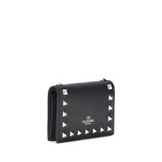 Valentino Garavani Womens Black Calf Leather Bos Taurus Wallet