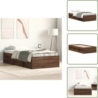 vidaXL The Living Store - Bettgestell Braun Eichen-Optik 75 x 190 cm - Holzbettfassungen - Eiche M&ouml;bel - Massivholzm&ouml;bel - Bettkasten - Einzelbett