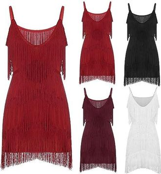 Generic Robe Ann&eacute;es 20 Femme sans Manche Robes Carnival Cocktail &agrave; Bretelles R&eacute;glables Robe &agrave; Frange pour D&eacute;guisement Soir&eacute;e &agrave; th&egrave;me Danse Latine Tango Tenue 