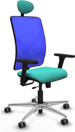 Piqueras y Crespo Sicherheitsstuhl mit 3D-Armen, h&ouml;henverstellbarer Lendenwirbelst&uuml;tze und festem Kopfteil, ausgestattet mit Syncro/Traslack und Schneideschaum, Blau/T&uuml;