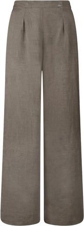 Bomboogie Femme, Pantalons, Beige, Taille: 36 FR Pantalon Palazzo en Lin