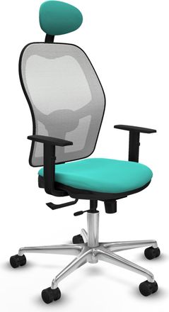 Piqueras y Crespo Schreibtischstuhl mit 1D-Armen, h&ouml;henverstellbare Lendenwirbelst&uuml;tze und festes Kopfteil, ausgestattet mit Syncro/Traslack und injiziertem Schaumstoff