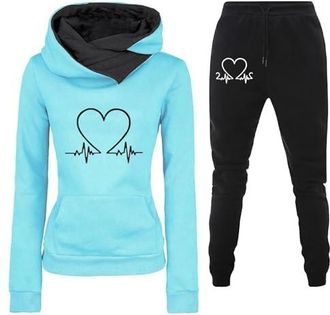 Generic Tenues da&eacute;roport pour femmes 2026 Ensemble 2 pi&egrave;ces d&eacute;contract&eacute; avec haut brod&eacute; et pantalon long en coton et lin pour femme, bleu, XXXL