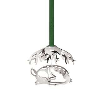 Georg Jensen 2023 Schlafender Hirsch Weihnachtsmobile mit Zwei B&auml;ndern - Feiertag Saisonal H&auml;ngende Dekoration - Entworfen von Sanne Lund Traberg