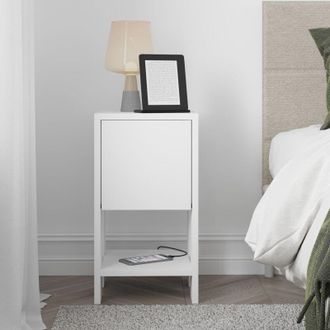 Decortie Decortie Ema Table de chevet moderne avec rangements blanc 30cm de largeur