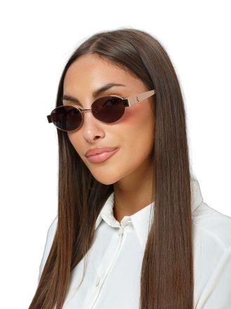 Just Cavalli SJC152 Metal Oval Frame Sunglasses - Gold
