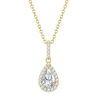 Glanzst&uuml;cke M&uuml;nchen Halskette - Kette mit Anh&auml;nger Sterling Silber gelbgold Zirkon - Gr. unisize - in Gold - f&uuml;r Damen