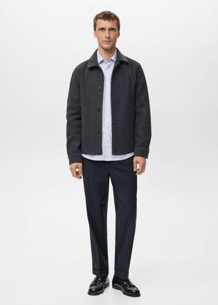 Mango Regular-Fit-Overshirt aus Flanell dunkelgrau meliert - Herren - XXL - MANGO MAN