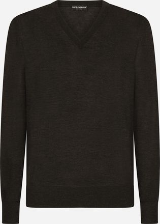 Dolce & Gabbana Kaschmirpullover Mit V-ausschnitt - Mann Strickwaren Grau Kaschmir 60