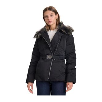Guess Femme, Vestes, Noir, Taille: 40 FR Blouson ML fourrure r&eacute;versible