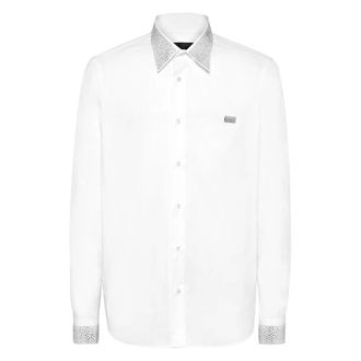Philipp Plein Homme, Chemises, Blanc, Taille: 4XL Sugar Daddy Cut LS Strass