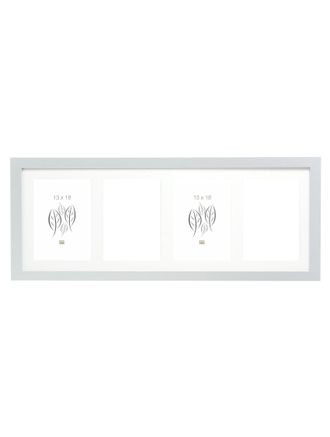 Deknudt Frames Bilderrahmen mit Passepartout für 4 Bilder 13x18cm - Silber - Holz MDF - Galerierahmen - Bilder Aufhängen oder ausstellen - 26x65cm