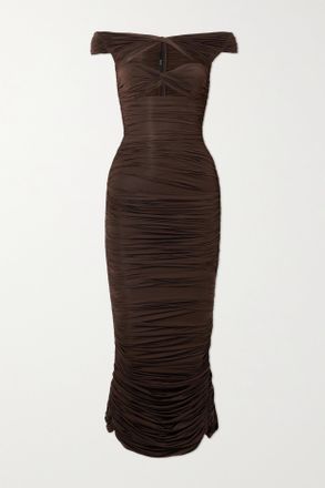 Alex Perry Knox Schulterfreies Midikleid Aus Stretch-jersey Mit Cut-outs - Braun
