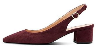 elashe Escarpins Femmes Mignon à Petit Talon Moyen Bloc et Bride Cheville avec Boucle Noir Suede EU44