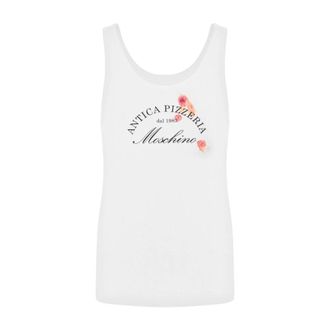 Moschino Wei&szlig;es &auml;rmelloses Top mit Slogan-Druck - - Tops - Herren - Wei&szlig; - M