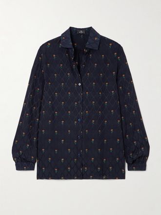 Etro Chemisier En Jacquard &Agrave; Broderies - Bleu