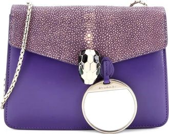 Bulgari Serpenti Forever Square Leather and Stingray Small shoulder bag - Violett