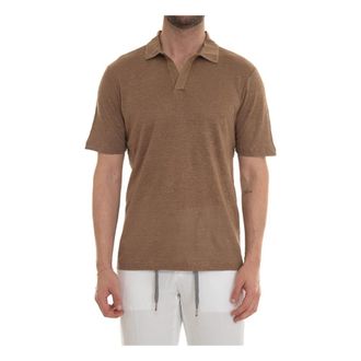 Gran Sasso Leichtes Leinen Polo Shirt mit Slub-Struktur - - Tops - Herren - Beige - 3XL