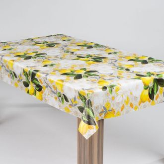 Laro Wachstuch-Tischdecke Abwaschbar Garten-Tischdecke Wachstischdecke PVC Plastik-Tischdecken Eckig Meterware Wasserabweisend Abwischbar, Muster:Zitruszau