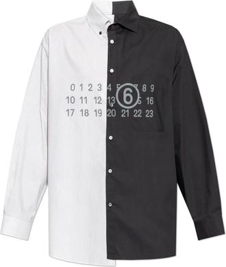 Maison Margiela Homme, Chemises, Noir, Taille: L Chemise &agrave; Num&eacute;ros Bicolore en Coton