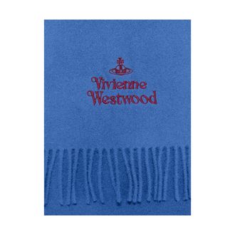 Vivienne Westwood Femme, Accessoires, Bleu, Taille: ONE Size Embroidered Scarf