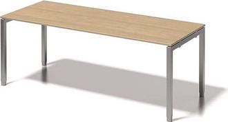 Bisley Cito Schreibtisch, 650-850 mm höheneinstellbares U-Gestell, Metall, Mp355 Dekor Ahorn, Gestell Silber, 80 x 200 x 85 cm