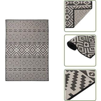 vidaXL vidaXL Outdoor-Teppich Flachgewebe 140x200 cm Schwarz Gestreift