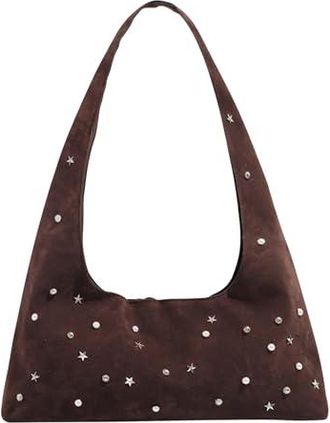 Generic Sac fourre-tout r&eacute;tro en daim craquant - Design perle - &Eacute;toile - Sac &agrave; bandouli&egrave;re - Dent de voyage - Pour femme - Travail quotidien - Shopping - Renc