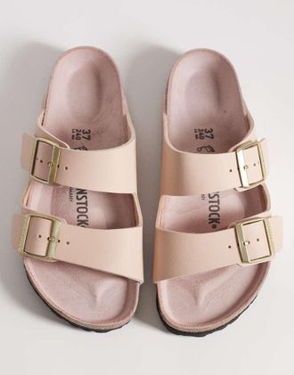 Birkenstock Arizona - Birko-Flor-Sandalen in New Beige/Pink Clay-Neutral