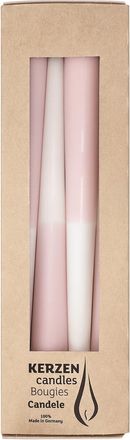 Wenzel Spitzkerzen Two Tone/Dip Dye, 4 St&uuml;ck, H25x&Oslash;2,3cm, 8 Stunden, Made in Germany, RAL-zertifiziert (Wei&szlig; & Rosa/Pink)