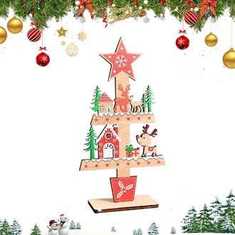 Generico Weihnachtsdekoration mit Rentier, Weihnachtsdekoration aus Holz für Tisch mit Baum | rustikales Winterzentrum für Bauernhof oder Kaminregal für Partys