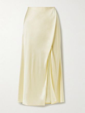 Khaite Jupe Midi En Satin Demi - Jaune