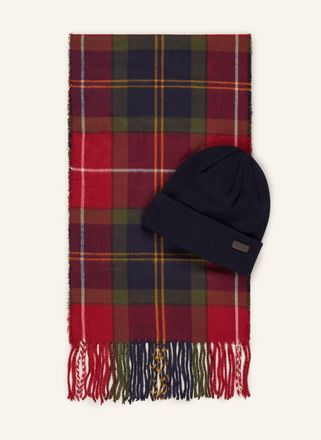 Barbour Set: Schal Und M&uuml;tze rot
