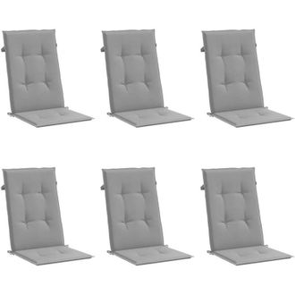 vidaXL Coussins de chaise de jardin &agrave; dossier haut lot de 6 gris tissu