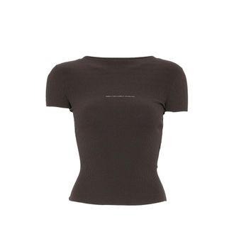 Alexander Wang Ribbed-knit Logo-print T-shirt